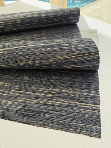 Natural Hemp Grasscloth dark graphite blue Wallpaper dark blue 41069 ...