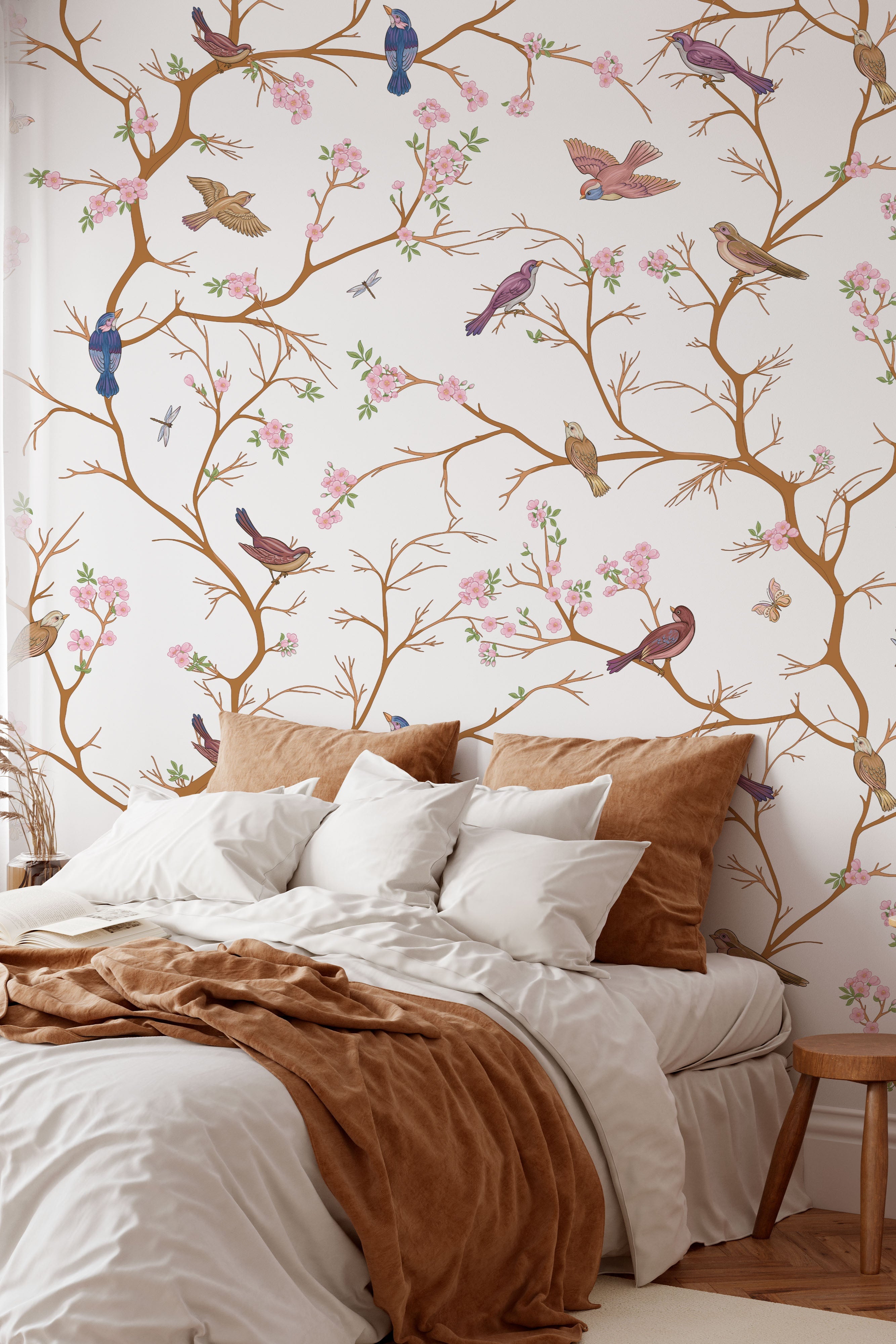 Bird Wallpaper Pale Biege Background 3660 – California Wallpaper