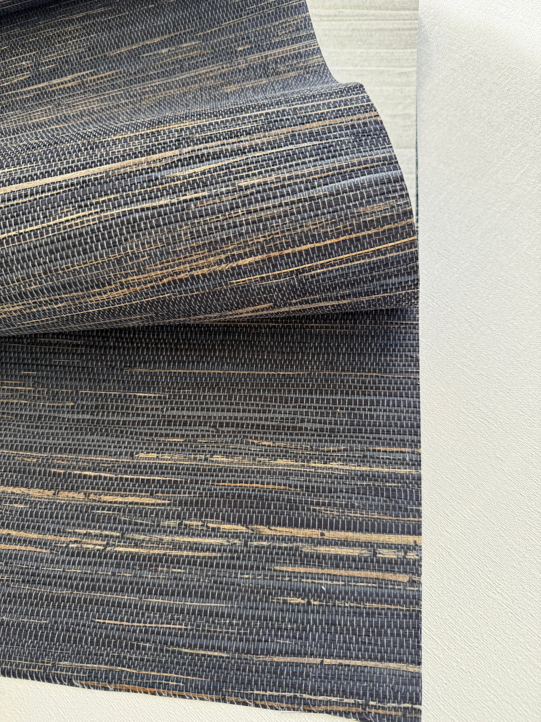 Natural Hemp Grasscloth dark graphite blue Wallpaper dark blue 41069 ...