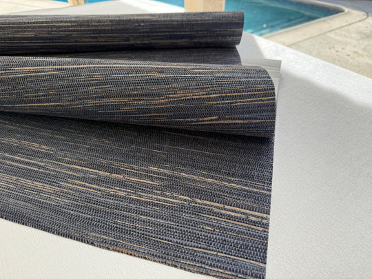 Natural Hemp Grasscloth dark graphite blue Wallpaper dark blue 41069 ...