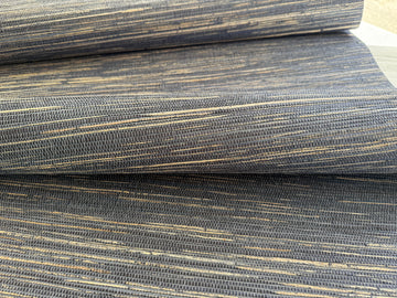 Natural Hemp Grasscloth dark graphite blue Wallpaper dark blue 41069 ...