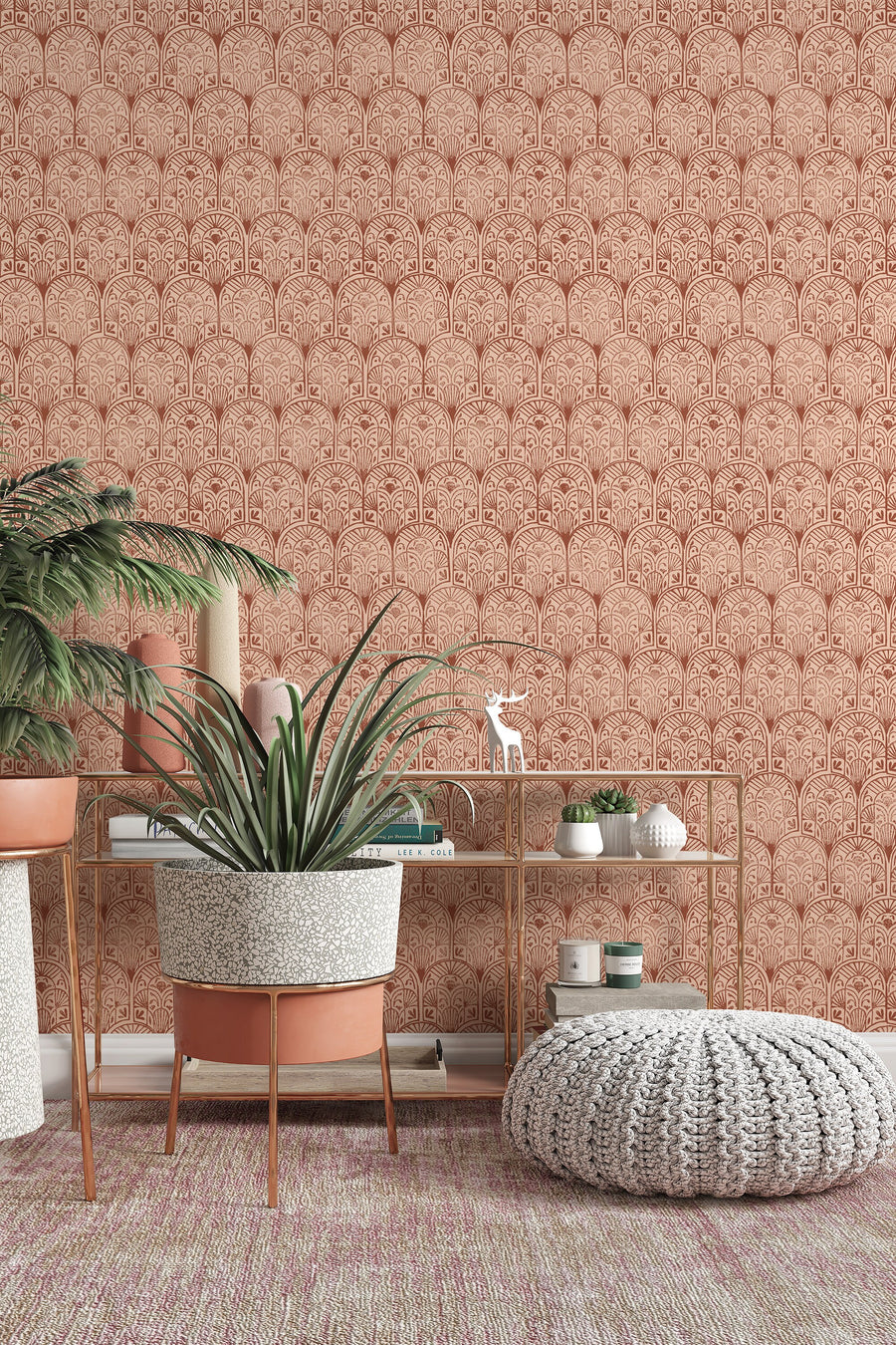 Boho Design, Red Stamps, Abstract and Art Deco Removable wallpaper ...