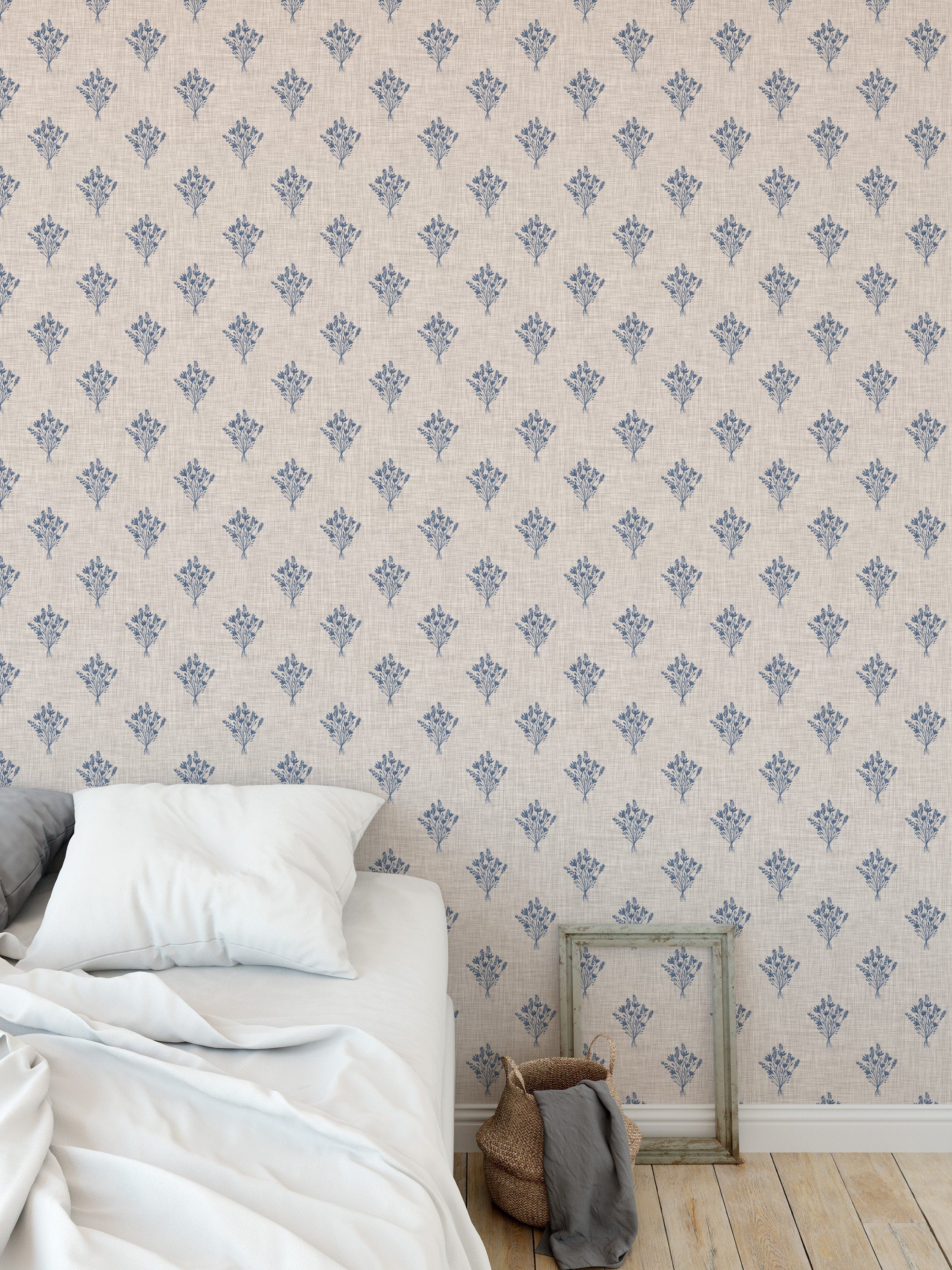 Farmhouse motif on linen textured background wallpaper 3391 ...
