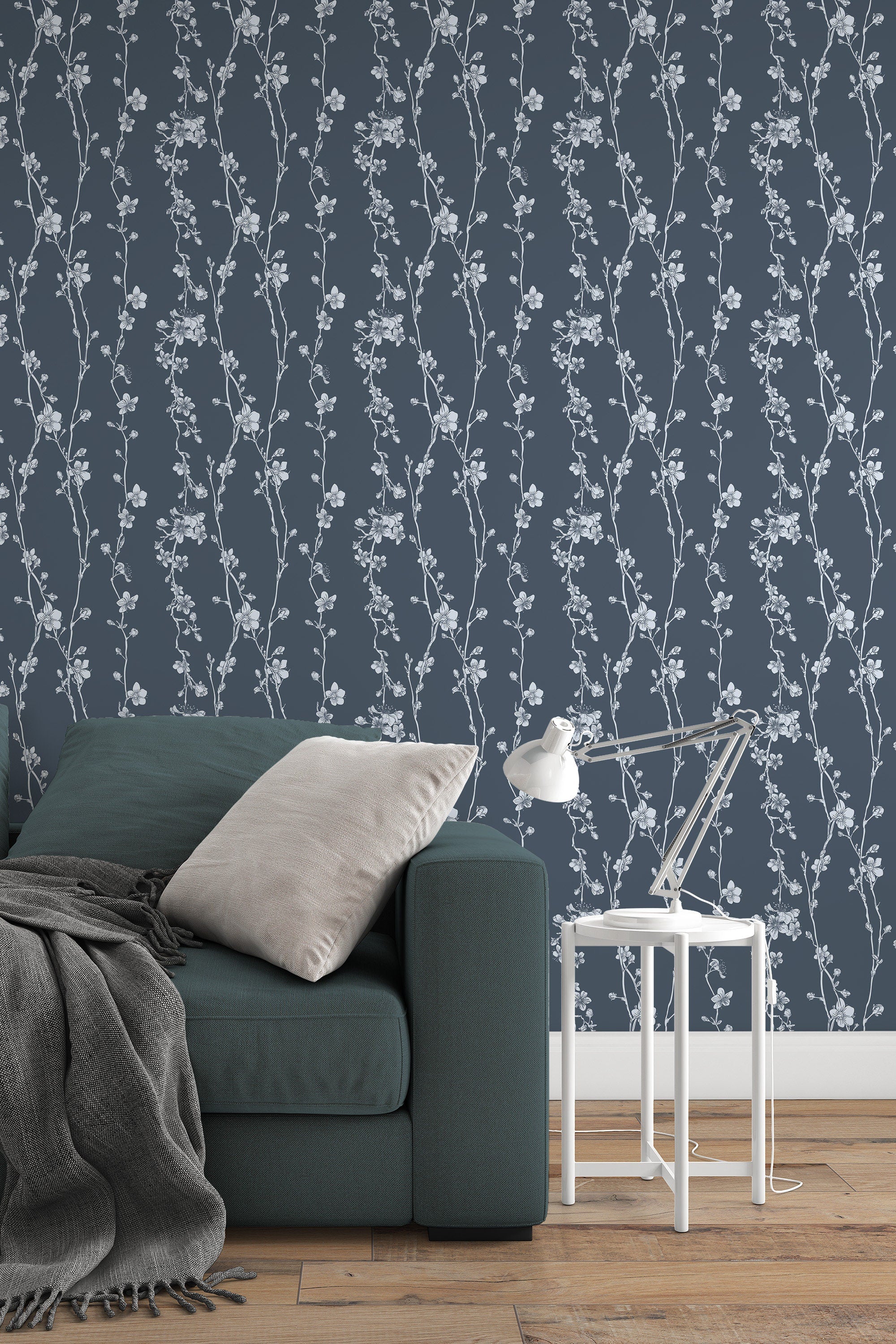 Renter friendly Sakura dark wallpaper murals #3406 – California Wallpaper