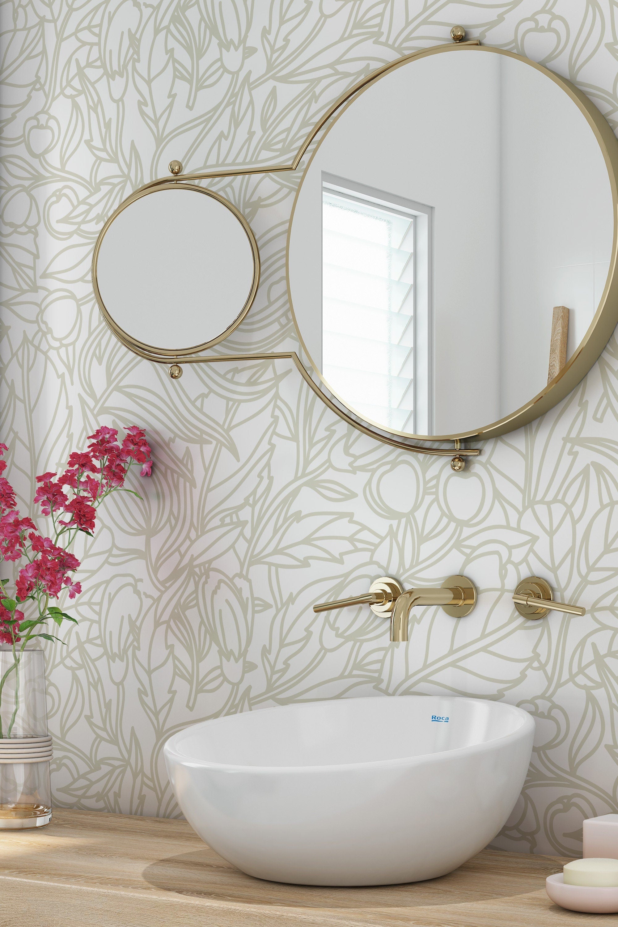 Neutral botanical wallpaper - renter friendly 3065 – California Wallpaper