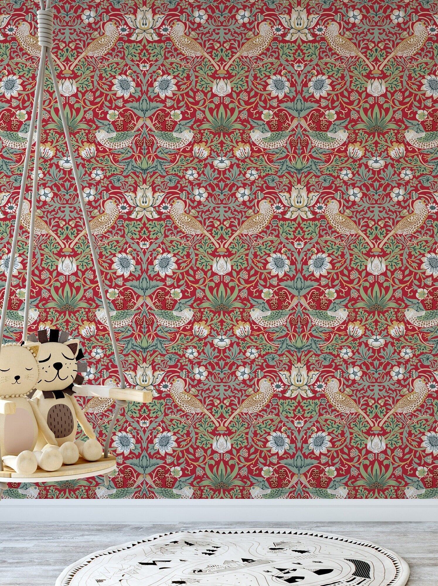 William Morris Birds and strawberry - Peel and Stick - Traditional Wal ...