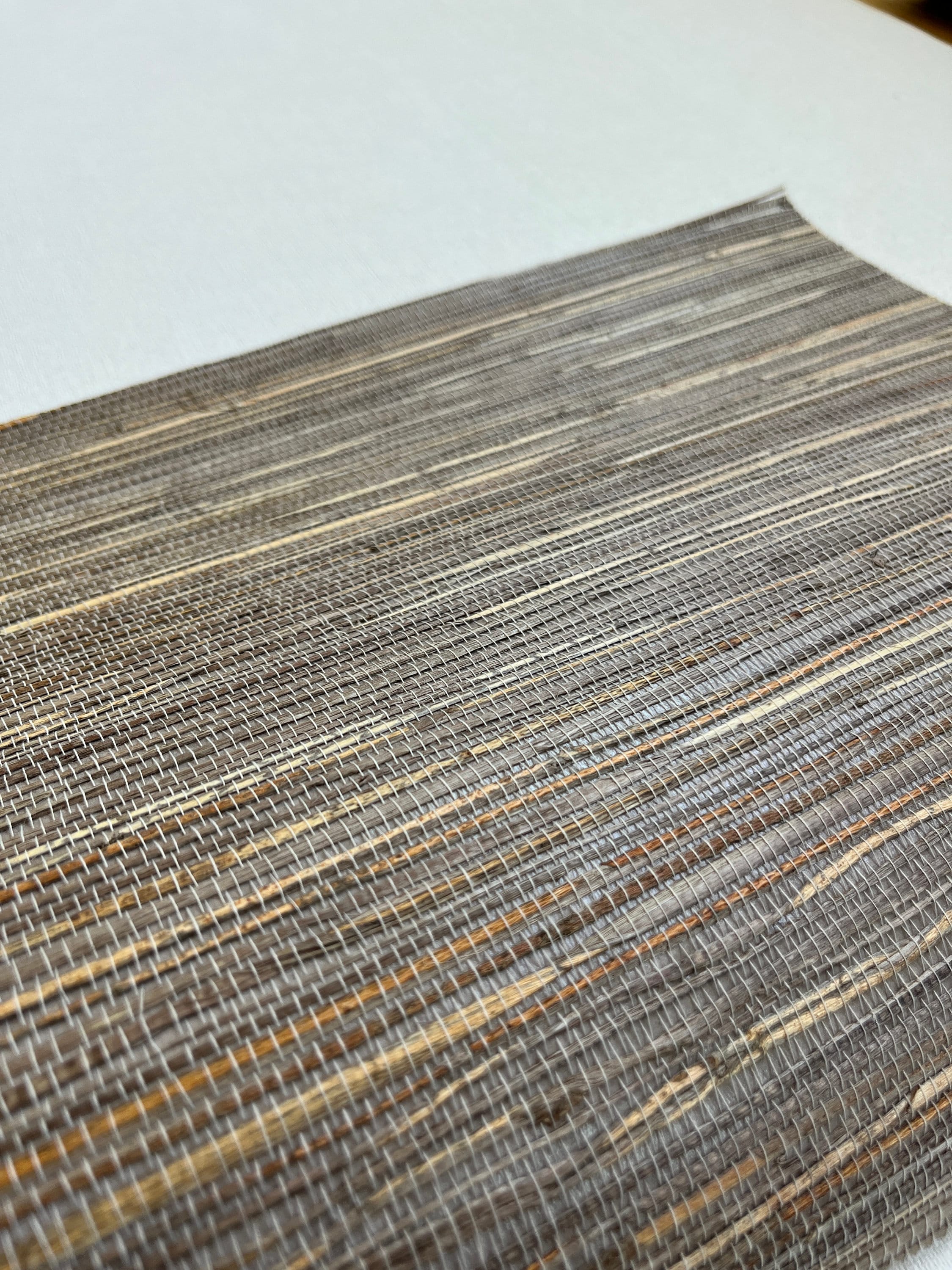 Natural Grasscloth Hemp Wallpaper painted in matte brown beige color 4 ...