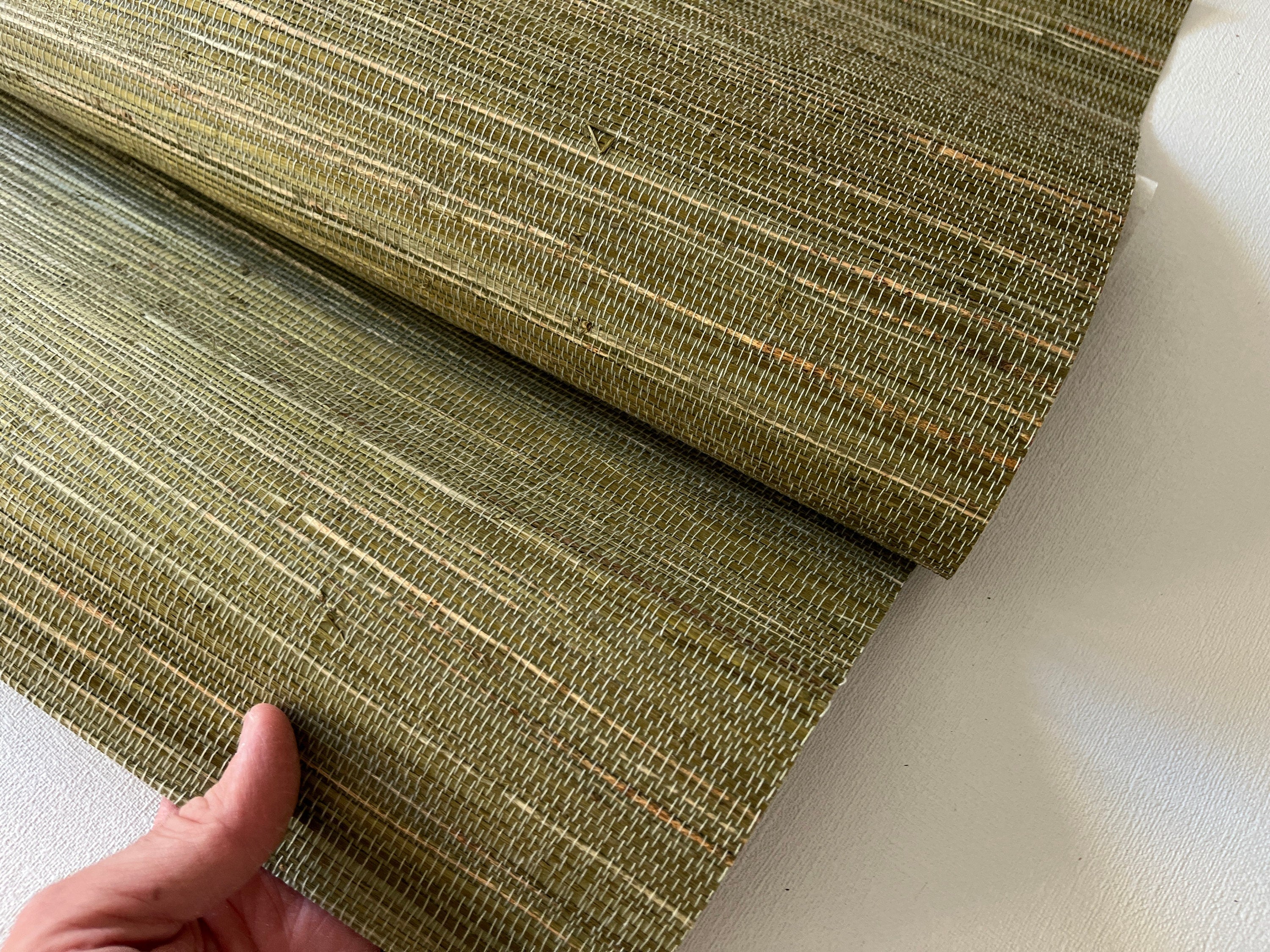 Natural Grasscloth Hemp Wallpaper - Brown-with beige - Natural paper 4 ...